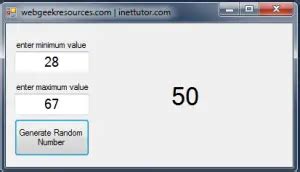 Generate Random Number In Visual Basic Net INetTutor