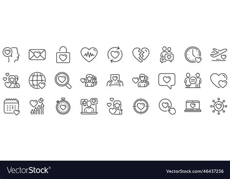Love Line Icons Couple Romantic And Heart Vector Image
