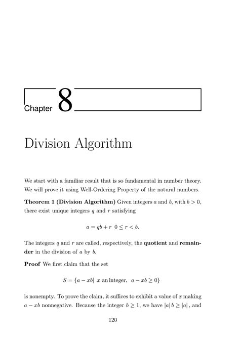 basic logic and number theory ch8 chapter 8 division algorithm we