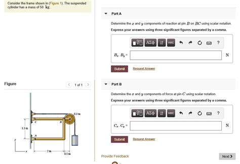 solved consider the frame shown in figure 1 the suspended cylinder