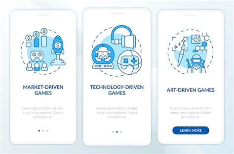 Premium Vector Video Games Types Onboarding Mobile App Page Screen With Concepts