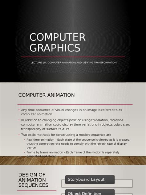 Computer Graphics Lecture 10 Computer Animation And Viewing Transformation Pdf Animation
