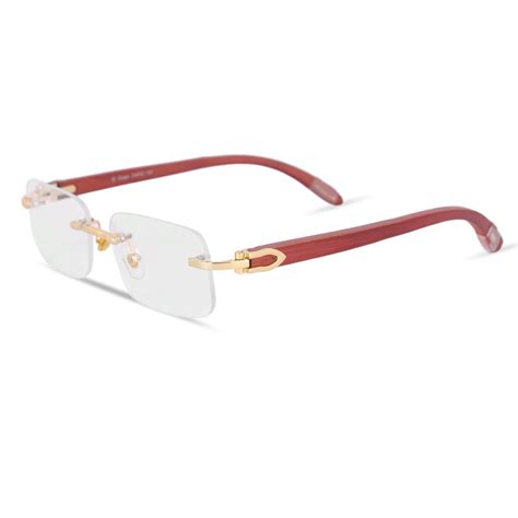 Buy Rsinc Imported Men Rimless Eyeglass Wood Metal Eye Ware Stylish