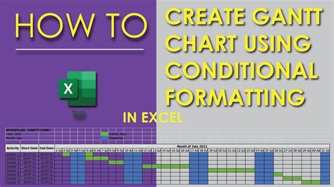how to create gantt chart using conditional formatting microsoft excel youtube