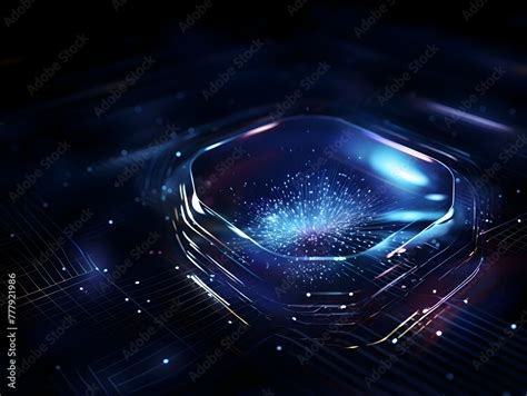 futuristic quantum computer technology with plexus fiction effect and