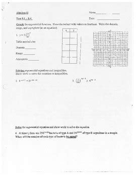 Algebra II Test Exponential And Logarithmic Functions By Max Math