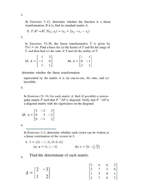Quiz Linear Lagebra Pdf