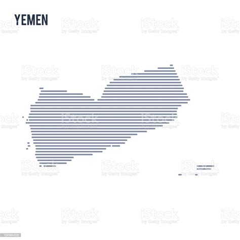 Vector Abstract Hatched Map Of Yemen With Lines Isolated On A White