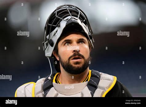 Pittsburgh Pirates Catcher Austin Hedges Walks On The Field Between Innings Of A Baseball Game