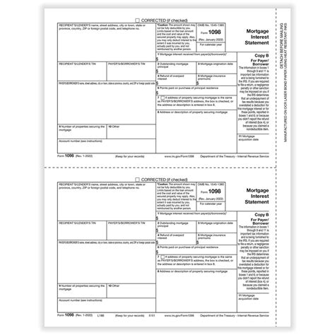 TFP 1098 Payer Borrower Copy B Pack Of 100