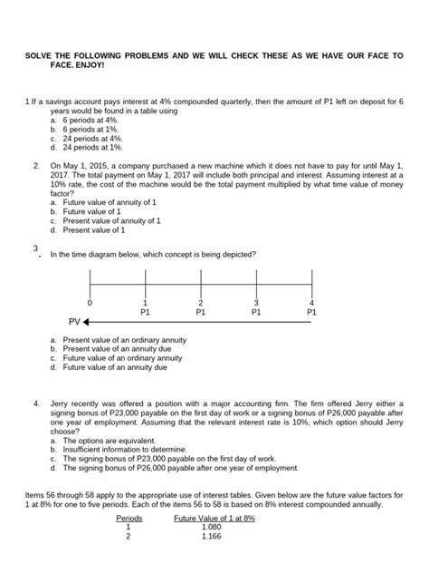 present value problems pdf present value interest