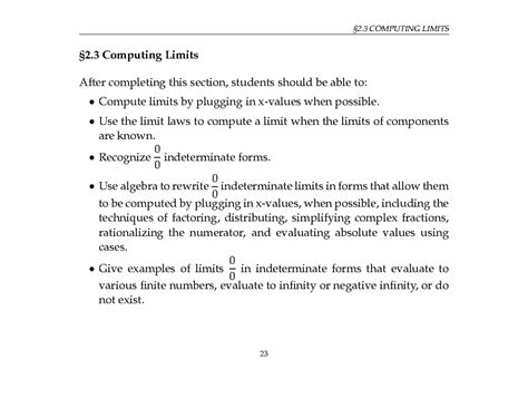 23 Computing Limits 1 §2 Computing Limits After Completing This