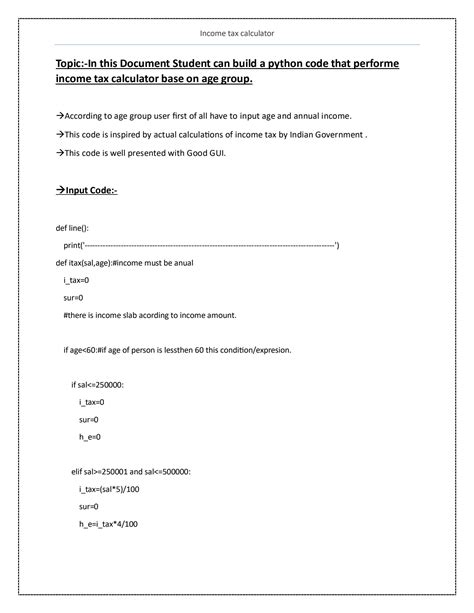Solution Python Code For Income Tax Calculator Studypool