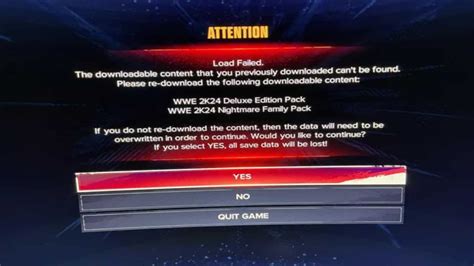 Wwe 2k24 Load Failed Error Reload Content Or Delete Save Data