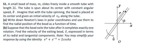 Solved S A Small Bead Of Mass M Slides Freely Inside A Chegg