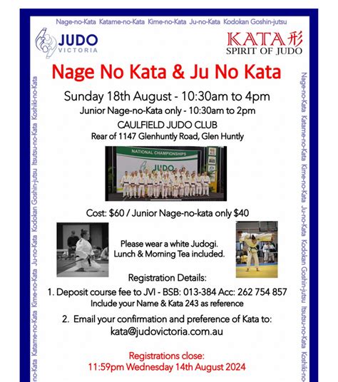 Kata Workshop Nage No Kata And Ju No Kata Judo Victoria Incorporated