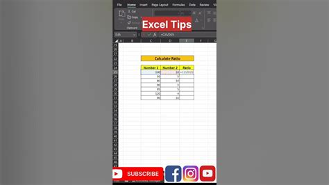 Ratio Calculation In Ms Excel Shorts Ytshorts Excel Exceltips