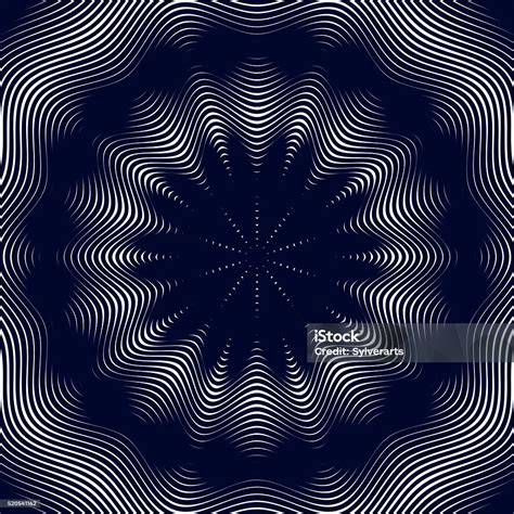 Moire Pattern Op Art Vector Background Hypnotic Backdrop Stock