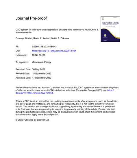 Pdf Cad System For Inter Turn Fault Diagnosis Of Offshore Wind Turbines Via Multi Cnns