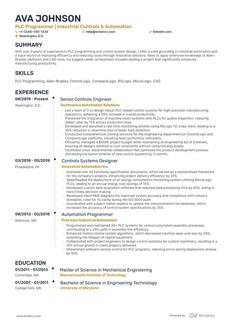 10 Plc Programmer Resume Examples And Guide For 2025