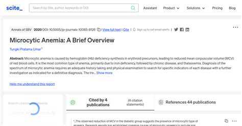 [citation Report] Microcytic Anemia A Brief Overview
