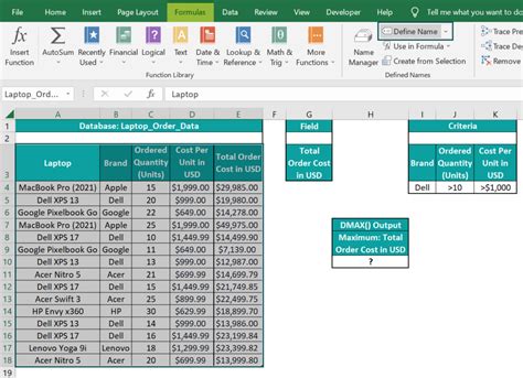 dmax excel function formula examples how to use
