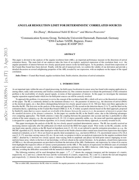 Pdf Angular Resolution Limit For Deterministic Correlated Sources
