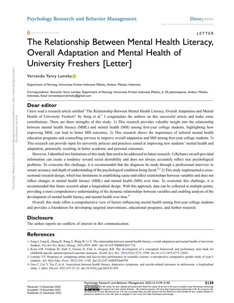 Pdf The Relationship Between Mental Health Literacy Overall Adaptation And Mental Health Of