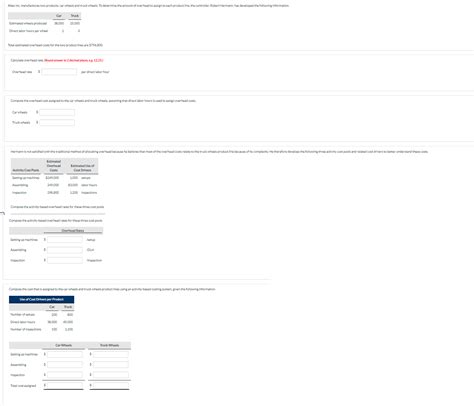 Solved Total Estimated Overhead Costs For The Two Product Chegg Com