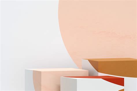 화장품 프리젠 테이션을위한 다채로운 원형 무대 연단파스텔 색상 배경의 제품에 대한 모형 인사말 카드 포스터 및 배너 모형 템플릿