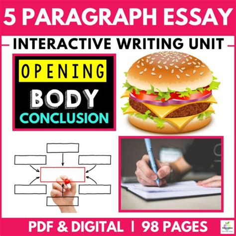Essay Writing Teaching Unit Hamburger And 5 Paragraph Graphic Organizer