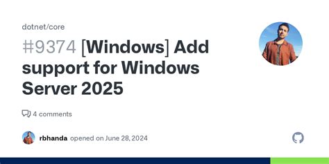 Windows Add Support For Windows Server 2025 · Issue 9374 · Dotnetcore · Github