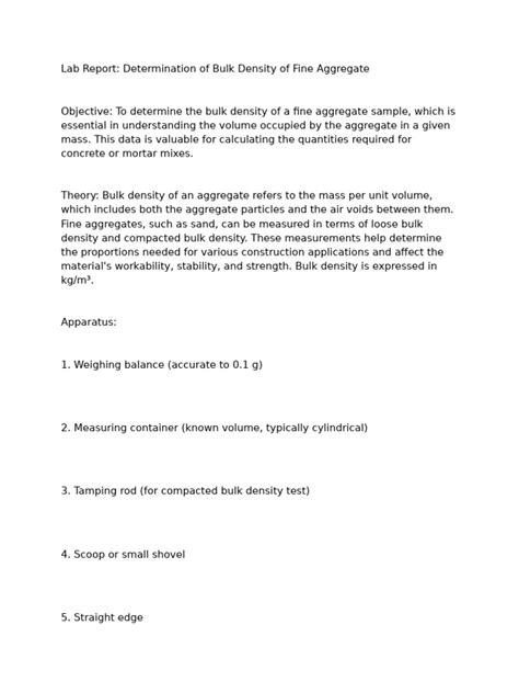 Bulk Density Of Fine Aggregate Pdf Density Weight