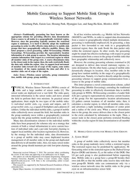 Pdf Mobile Geocasting To Support Mobile Sink Groups In Wireless Sensor Networks