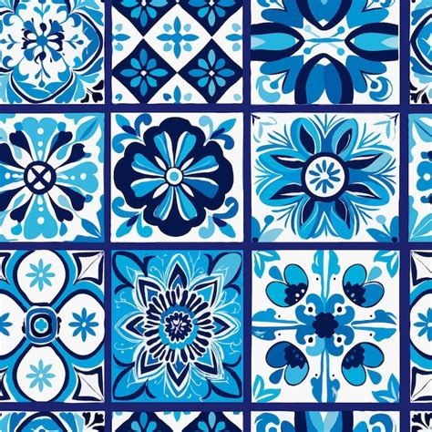 European Ceramic Pattern Premium Ai Generated Vector