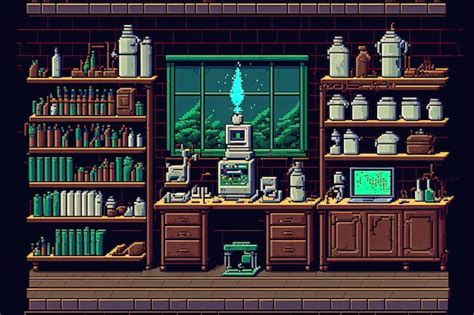 premium ai image pixel art science lab chemistry lab background in
