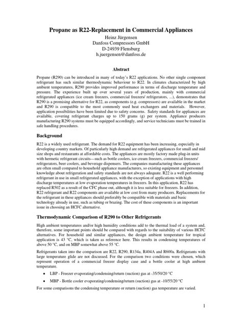 Danfoss R290 En Pdf Pdf Refrigerator Propane