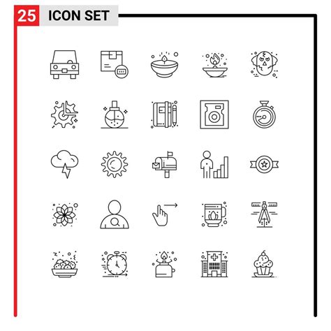 Group Of 25 Modern Lines Set For Flame Light Shipping Light Glow Editable Vector Design Elements