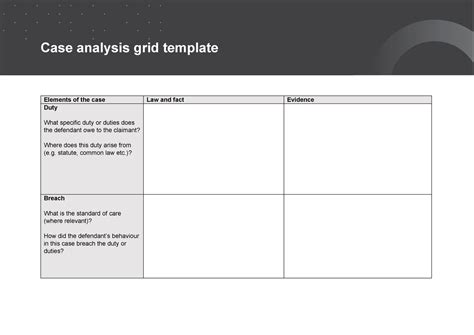 Media Ord Case Analysis Grid Case Analysis Grid Template Elements Of