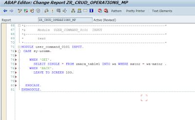 SAP ABAP Central CRUD Operations In Module Pool