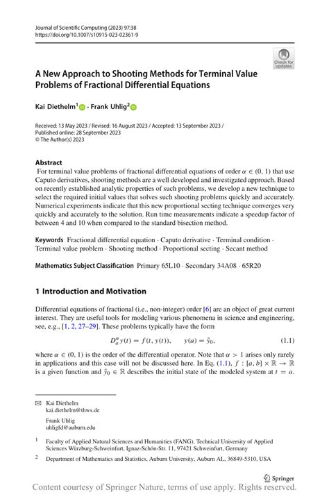 Pdf A New Approach To Shooting Methods For Terminal Value Problems Of Fractional Differential