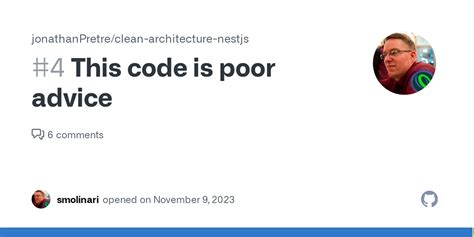 This Code Is Poor Advice · Issue 4 · Jonathanpretreclean Architecture Nestjs · Github