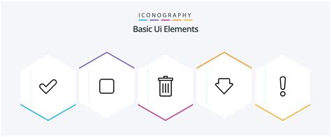 Basic Ui Elements 25 Line Icon Pack Including Warning Alert Been
