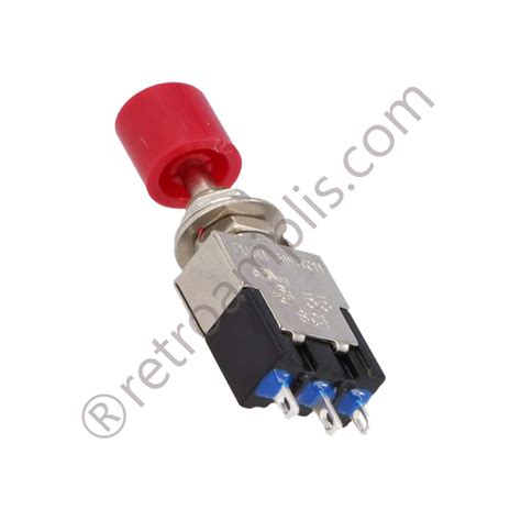 Latching Spdt Push Button Switch 3a250vac Ø62mm Mounting Red Cap