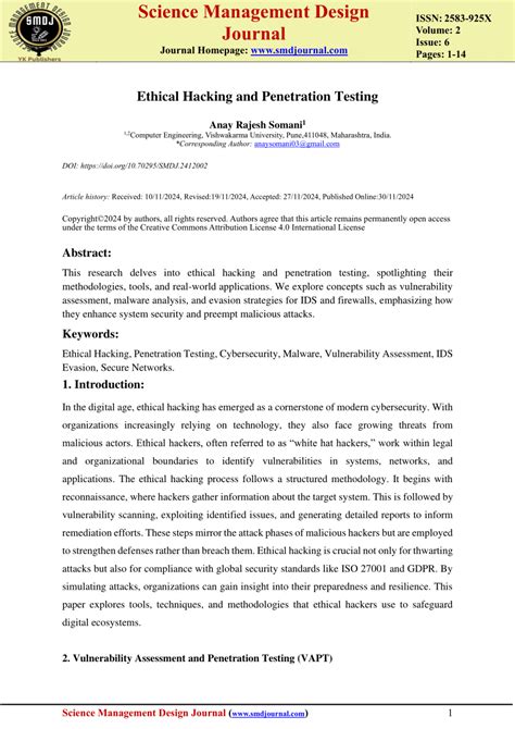 PDF Ethical Hacking And Penetration Testing