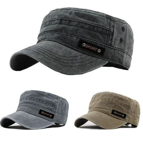 캐주얼 워싱 코튼 플랫 탑 모자 조절식 어부 군용 모자 남녀공용 생도 육군 모자 독특한 디자인 빈티지 사계절
