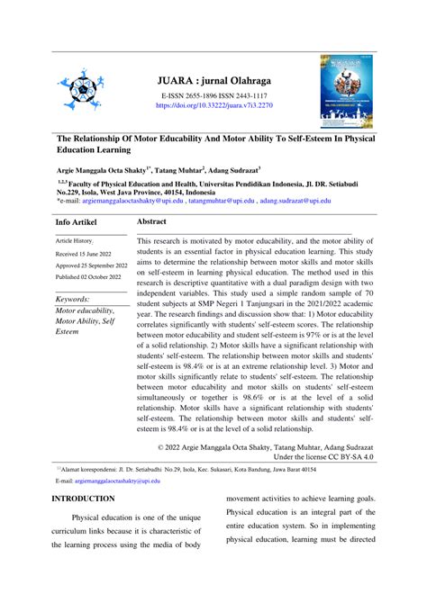 Pdf The Relationship Of Motor Educability And Motor Ability To Self