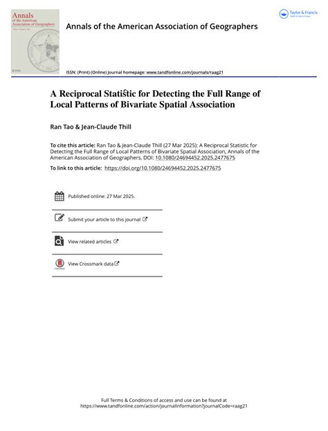 Pdf A Reciprocal Statistic For Detecting The Full Range Of Local