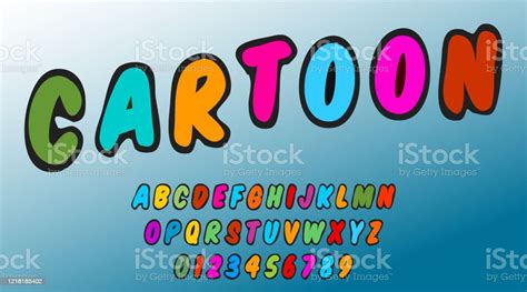 만화 알파벳 템플릿입니다 문자와 다채로운 디자인의 숫자입니다 벡터 일러스트레이션 교육에 대한 스톡 벡터 아트 및 기타 이미지