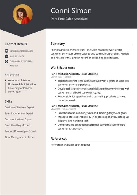 √ Part Time Job Resume Template Word